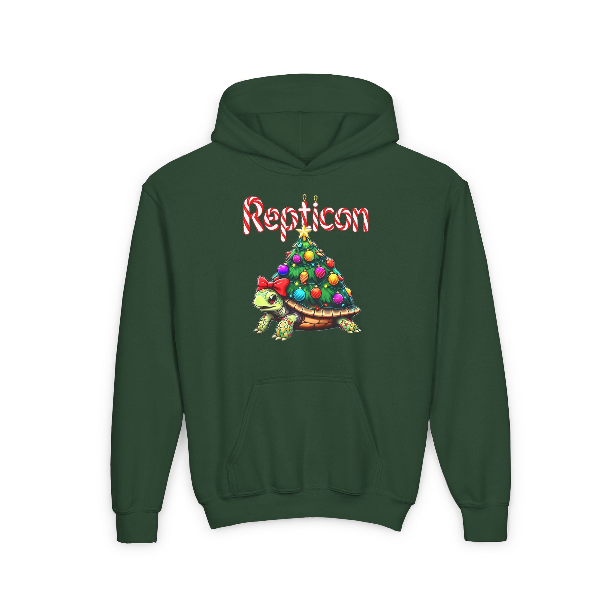 Repticon Youth Heavy Blend Hooded Sweatshirt w/ Tortoise Christmas Tre ...